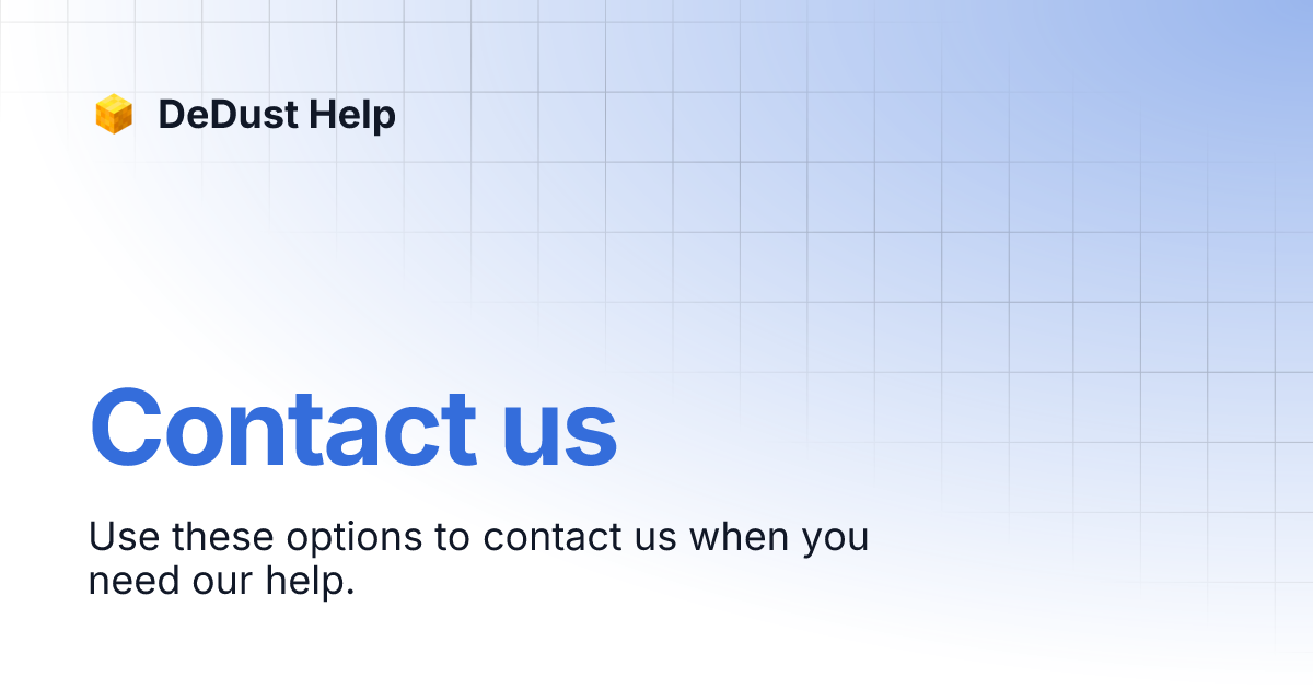 Contact us | DeDust Help